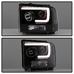 ACANII - For 2005-2007 Ford F250 F350 F450 Superduty Black LED Tube Projector Headlights Headlamps Pair Set Left+Right