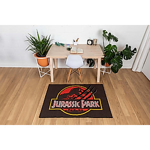 Jurassic Park Logo Printed Area Rug | Indoor Floor Mat, Accent Rugs For Living Room And Bedroom, Home Decor For Kids Playroom | Dinosaur Toys, Gifts And Collectibles | 52 x 36 Inches