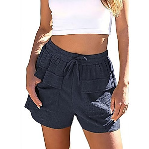 Dokotoo Ladies Womens Shorts Cotton Fashion Beach Shorts Resort Wear for Women 2023 Summer Cute Holiday Vacation Outfits for Women Shorts Blue Medium