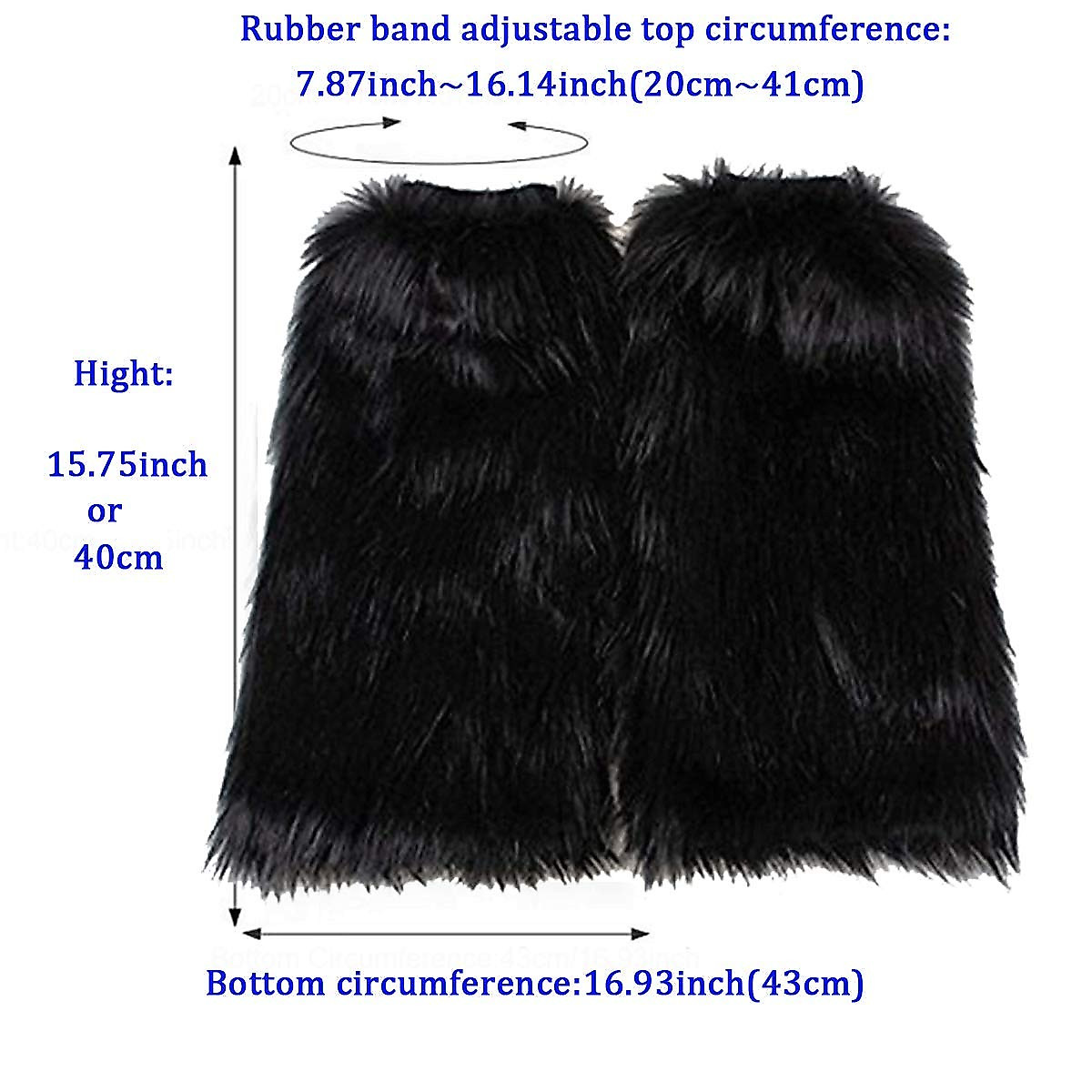 Acrylic Long Leg Warmer with Faux Fur Legwarmers for Women(White)