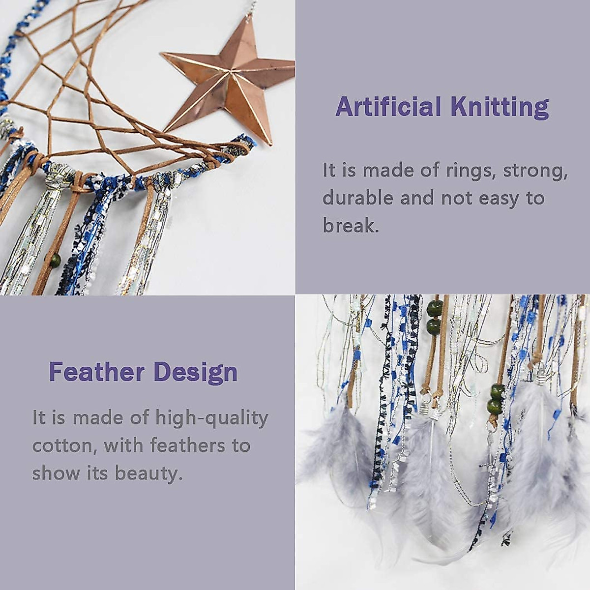 KPPKUEC Dream Catcher Craft,DIY Dream Catcher kit for Girls Moon Design Blue Wall Decor Catchers for Birthday Party Baby Shower Bridal Shower Wedding Nursery Baby Room Kids Xmas Gift Bedroom