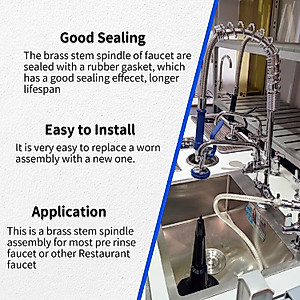 KWODE Replacement Brass Hydraulic Control Spindle Assembly Cartridge Faucet Valve for Bathroom Kitchen Wall Mount Commercial Faucet (1 Pair Hot & Cold)