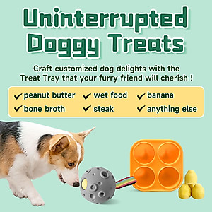 Baitedelai Dog Chew Toys,Treat Tray for Frozen Dog Food,Long-Lasting Durable Fillable Dog Treat Dispensing Dog Toy,Freezable Fillable Rubber Dog Toys with Silicone Treat Tray (Gray&Treat Mold)