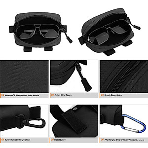 CamGo Tactical Sunglasses Hard Case Portable Molle Zipper Nylon Eyeglasses Carrying Case with Clip