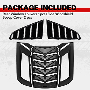 HAKA TOUGH Rear+Side Window Louvers for Ford Mustang 2015-2022, Side Windshield Rear Scoop Cover Sun Shade Mustang GT Accessories, Black 3PCS