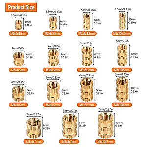 Canitu 420Pcs Threaded Inserts,M2 M3 M4 M5 Female Thread Metric Knurled Embedment Nuts Assortment Kit Brass Heat Set Insert for 3D Printing Components Injection Molding