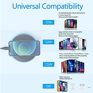 Wireless Charger 15W Max Fast Charging Pad,Compatible with iPhone 14/14 Pro/14 Pro Max/13/13 mini/12/11/11 Pro/11 Pro Max/XS Max/XS/XR/X/8,Samsung Galaxy S21/S20/Note 10/9 (No AC Adapter)