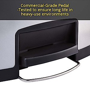 Rubbermaid Commercial Products 1902001 Rubbermaid Commercial Slim Jim Stainless Steel Front Step-On Wastebasket with Trash/Recycling Combo Liner, 24 gal, Black Trim