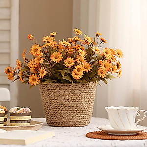 2 Pcs Artificial Flowers, Artificial Daisy Flowers Bulk 14 Inches Long Artificial Silk Flowers Bouquet Realistic Fake Flowers for Wedding Bouquets Home Party Office Grave Christmas Decor(Orange)