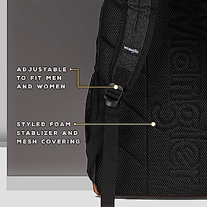 Wrangler Yellowstone Genuine Denim Sturdy Backpack for Travel Classic Logo Casual Daypack for Travel with Padded Laptop Notebook Sleeve (Black Denim)