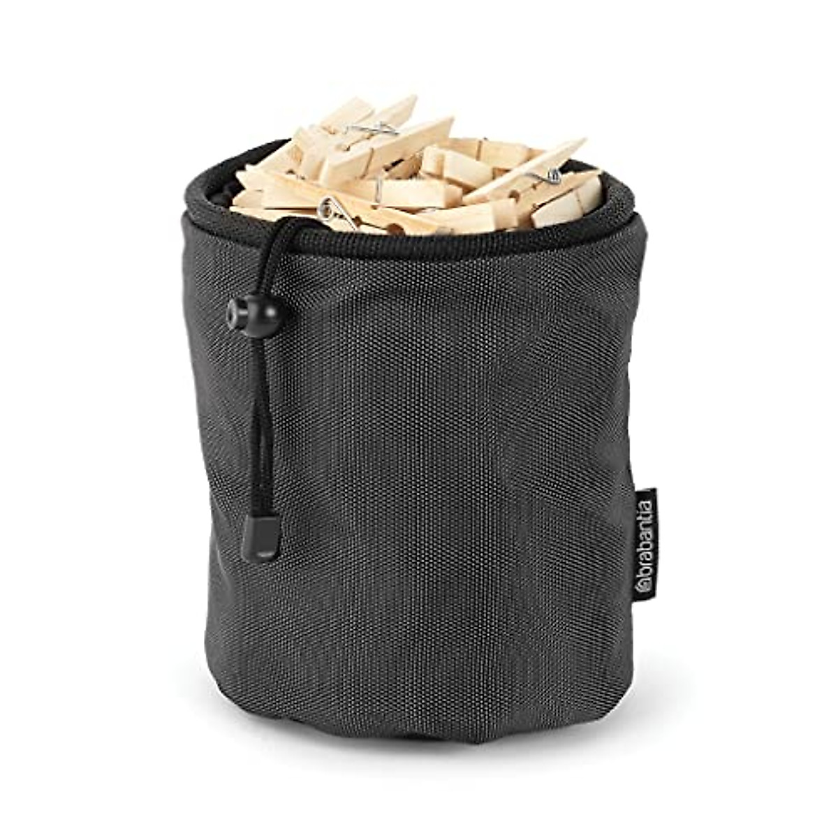 Brabantia - Premium Peg Bag - Laundry Pegs Storage - Durable Weather-Resistant Materials - with Closing Cord - Bag Hook - Clothes Pins - Black - Up to 150 Pegs
