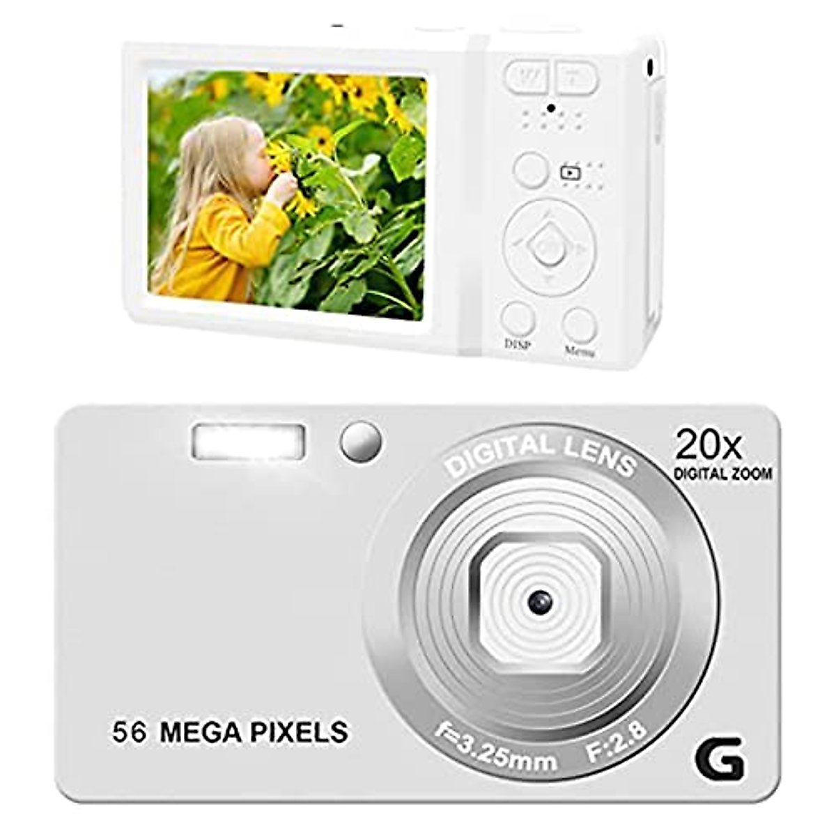 56MP Digital Camera, Portable Cameras with 2.7 Inch LCD Display, 20X Digital Zoom Camera, with Autofocus & Time Lapse, for Travel and Photography
