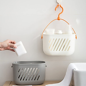 DOITOOL 2Pcs Hanging Shower Plastic Hanging Shower Baskets Portable Kitchen Organizer Storage Basket with Hook for Home Grey