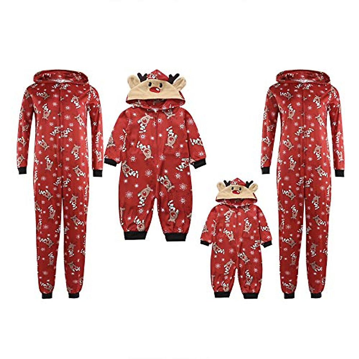 Yuemengxuan Christmas Family Pajamas Matching Sets Deer Onesies Jumpsuits Baby Kids Adults Women Men Pjs Sleepwear Homewear Outfits(A,Kid,9T)