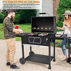 Royal Gourmet CD2030X Deluxe 30-Inch Charcoal Grill, BBQ Smoker Picnic Camping Patio Backyard Cooking, Black