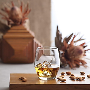 lav Whiskey Glasses 6-Piece, 12.5 Oz Clear Glass Tumblers Set for Bourbon & Cognac and Scotch, Dishwasher Safe