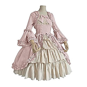anuyalue Women's Costumes Cosplay Apparel Renaissance Dress Women Bell Sleeve Lolita Dresses Victorian Masquerade Ball Gown Fluffy Princess Cosplay Costumes Dark Purple Dress