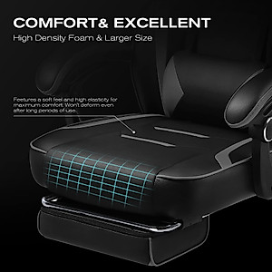 LUCKRACER Gaming Chair with Footrest Office Desk Chair Ergonomic Gaming Chair Pu Leather High Back Adjustable Swivel Lumbar Support Racing Style E-Sports Gamer Chairs Gray