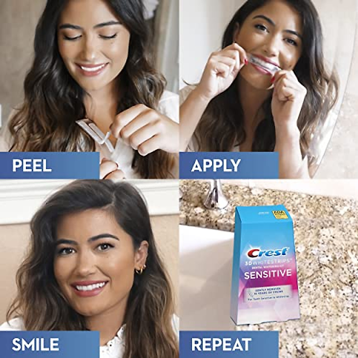 Crest 3D Whitestrips for Sensitive Teeth, Teeth Whitening Strip Kit, 28 Strips (14 Count Pack)