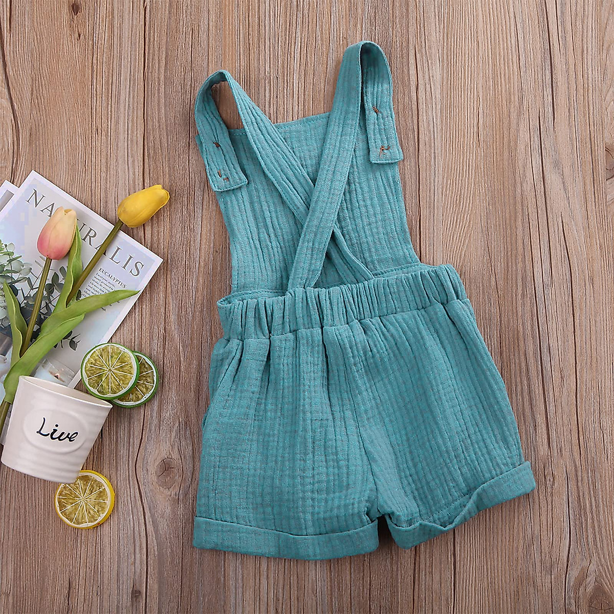 Mubineo Toddler Girl Boy Basic Plain Pocket Bib Overalls Summer Overall Shorts (Grey Blue, 3T)