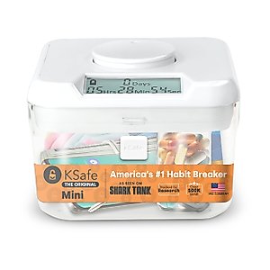 kSafe Time Locking Container, Break Bad Habits - Quit Smoking, Snacking, Drinking & Gaming Addiction, Phone Jail, Medication Lock Box, Family Time (Mini, White Lid + 3.0” Clear Base)