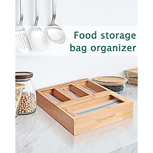 Ziplock Bag Storage Organizer for Kitchen Drawer, Premium Moso Bamboo Food Storage Bag Holders Compatible with Gallon, Quart, Sandwich and Snack Variety Size Bag, Ziploc, Solimo, Glad, Hefty (4 Piece Set) (S2)
