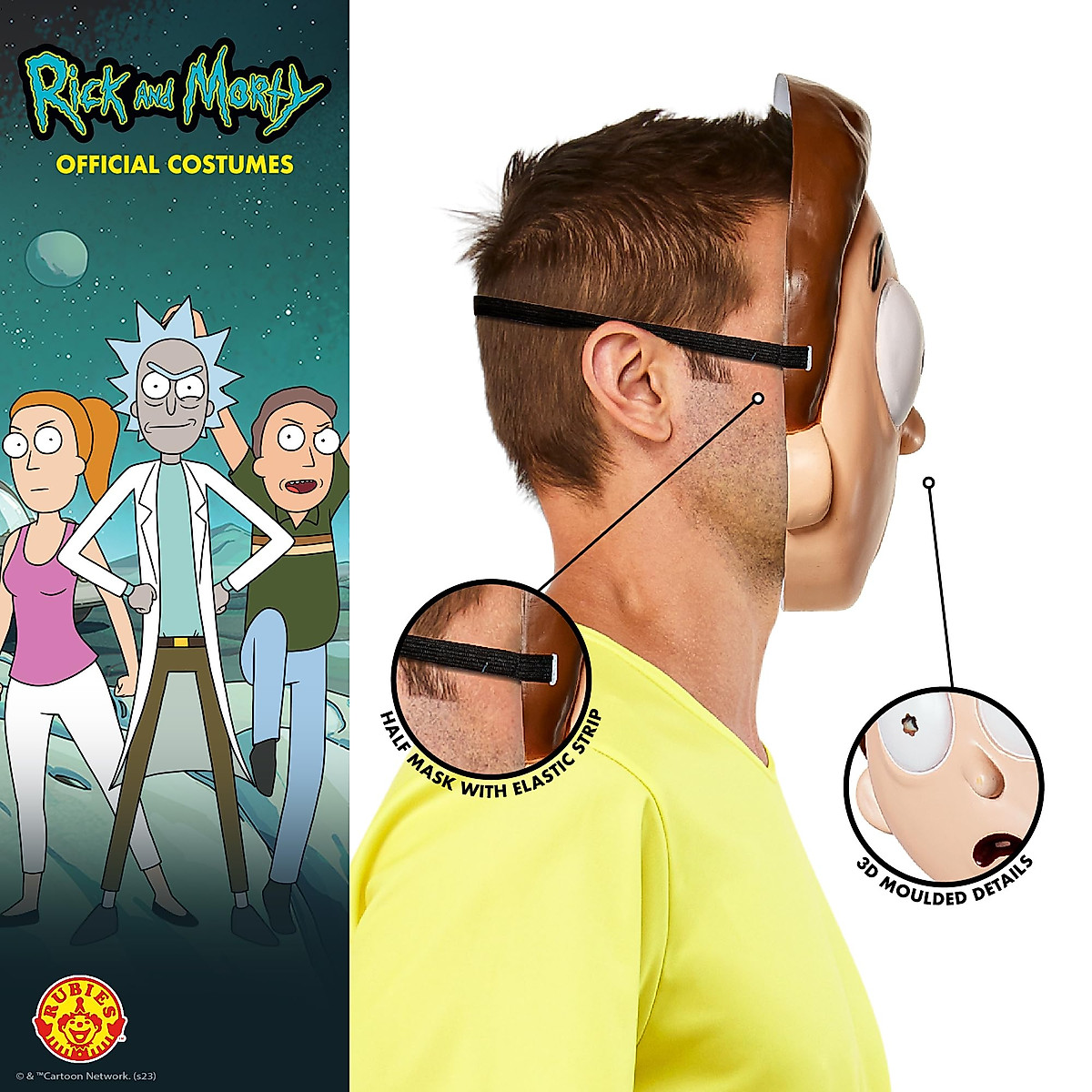 Rubie's Men's Rick and Morty Plastic Mask, As Shown, One Size