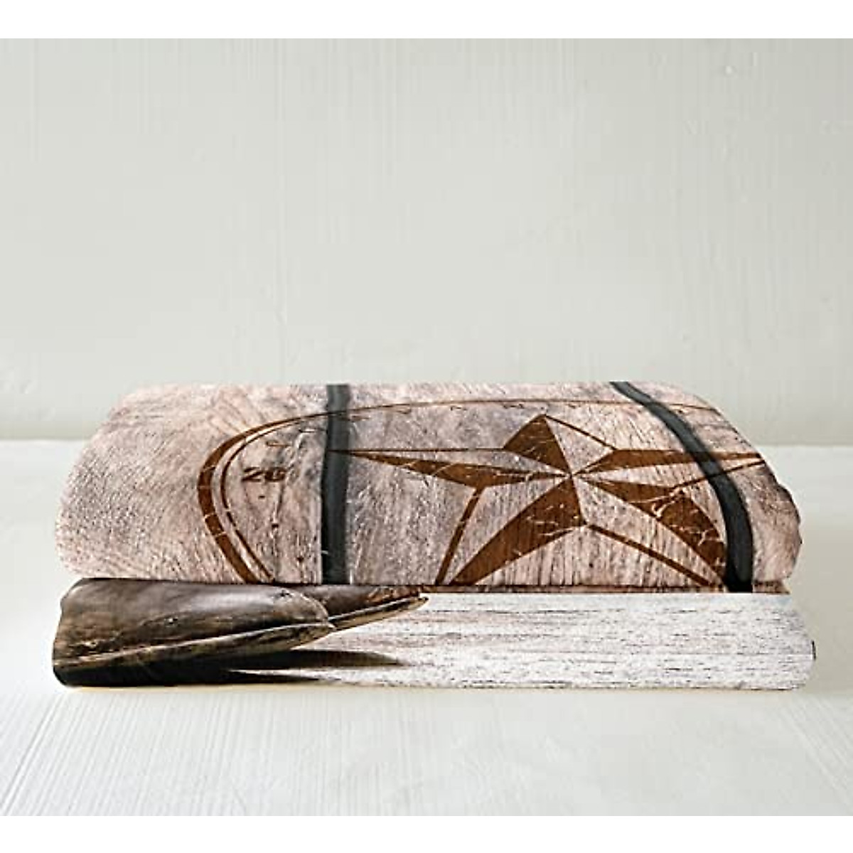 Cowboy Throw Blanket Baby 30"X40" Western Texas Star Horseshoe Fleece Bed Blanket For Adult Men Boys Rustic Farmhouse Sherpa Blanket Cowboy Boots Hat Fuzzy Blanket Brown Wild West Style Room Decor