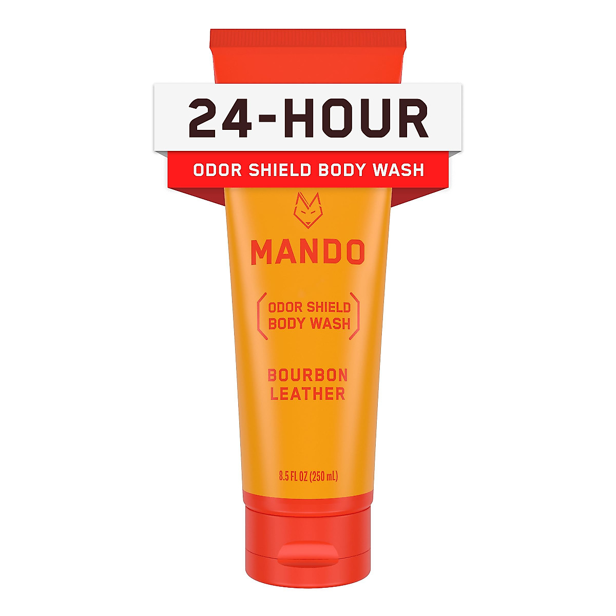 Mando Odor Shield Body Wash - 24 Hour Control - Removes Odor Better than Soap - SLS and Paraben Free, Skin Safe - 8.5 Ounce (Bourbon Leather)