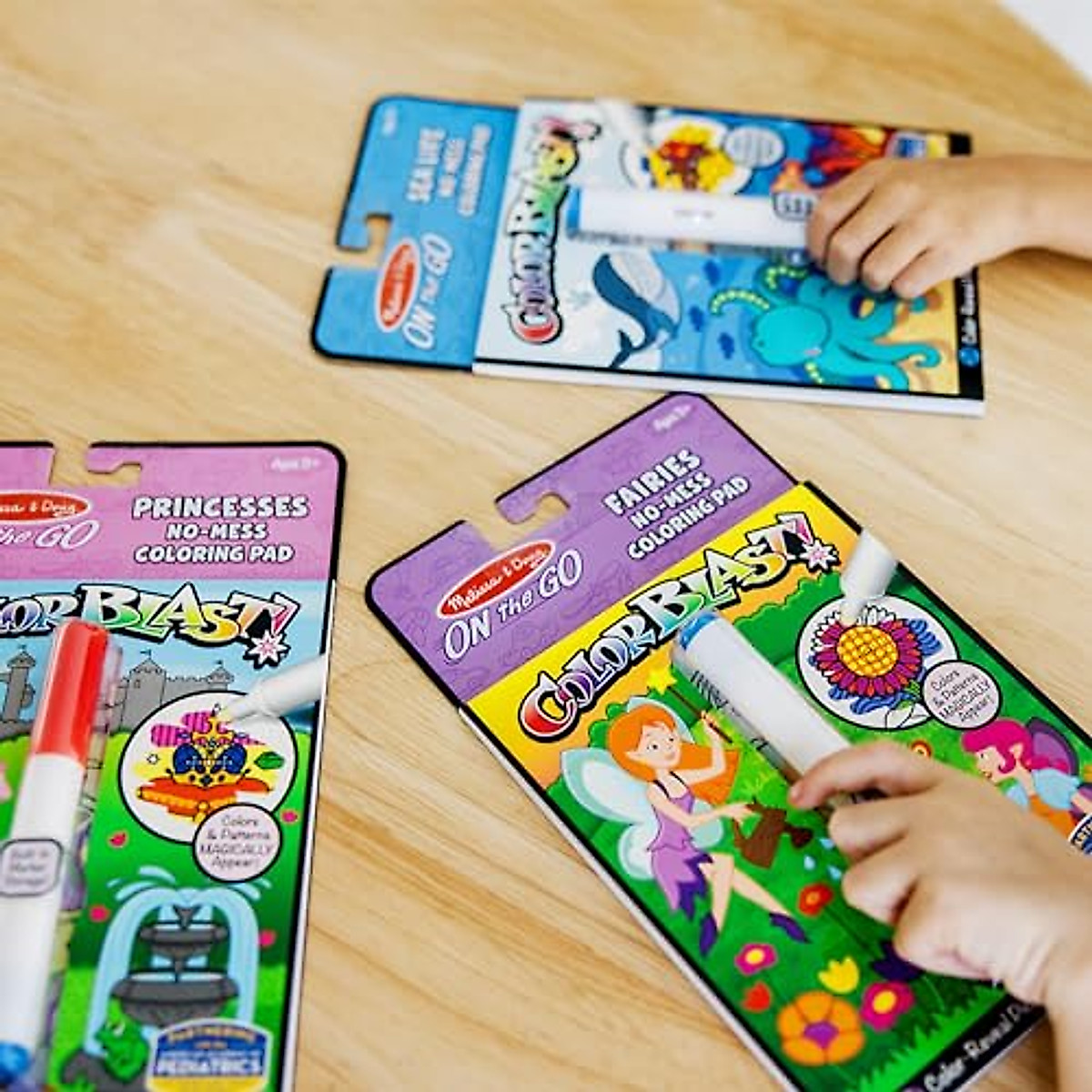 Melissa & Doug On the Go ColorBlast! Activity Books Set - Fairy, Princess, and Sea Life