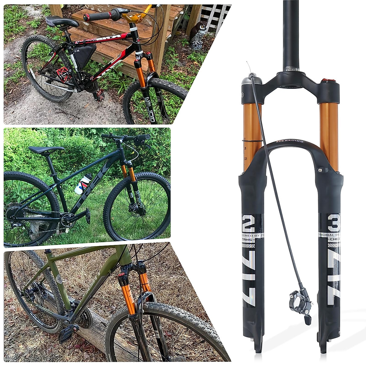 ZTZ 26/27.5/29 inch MTB Air Suspension Fork,120mm Travel, 1 1/8 Straight Tube, QR 9mm*100mm, Manual/Remote Lockout, Ultralight Front Fork for XC/AM Mountain Bike (Remote Lock, 27.5")