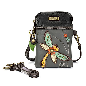 CHALA Crossbody Cell Phone Purse-Women Canvas Multicolor Handbag with Adjustable Strap - Special Edition - Dragonfly - gray