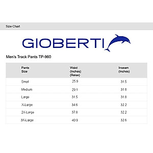 Gioberti Mens Athletic Track Pants, Navy, X Large