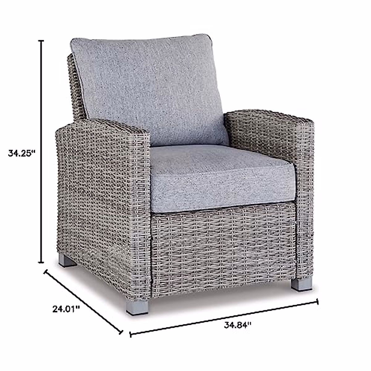 Signature Design by Ashley Naples Beach Contemporary Outdoor Lounge Chair with Cushion, Light Gray