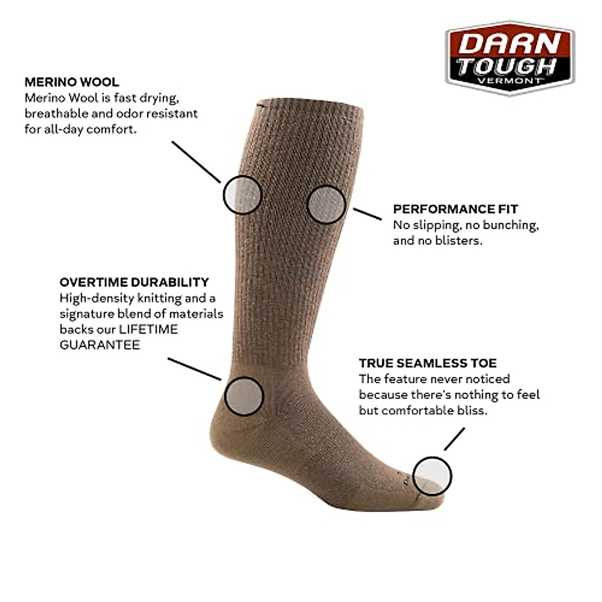 Darn Tough Tactical Over-The-Calf Extra Cushion Socks (T4050) Unisex – (Black, X-Large)
