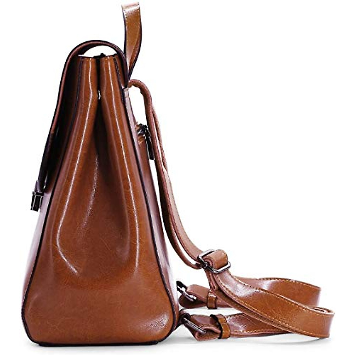 ACOMOO Women's Women's Leather Bag Wallet Daily Leisure Travel Small Backpack (Brown)