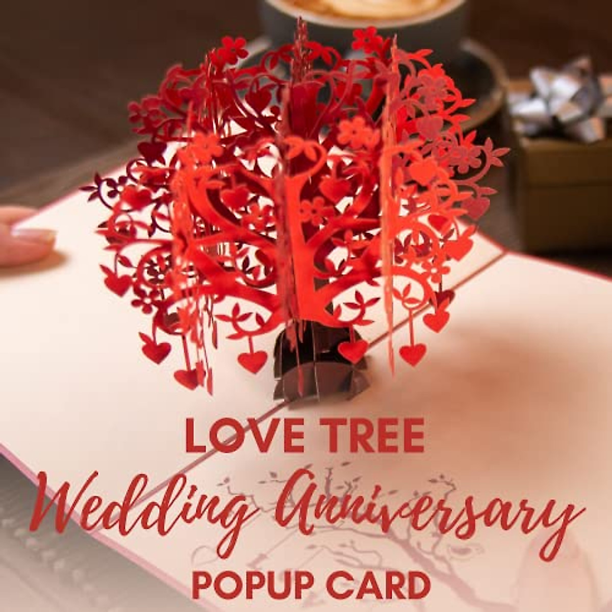 Pop Up Love Tree Card by DEVINE Cards | Happy Wedding Anniversary Card for Wife Husband | Mothers Day Card | 3D Pop Up Birthday Cards for Women Mom Dad Gifts