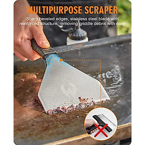 HOMENOTE Griddle Cleaning Kit for Blackstone, Professional Griddle Scraper Kit with Reinforced Heavy Duty Griddle Scraper, Grill Bricks, Scouring Pads with Handle 9pcs