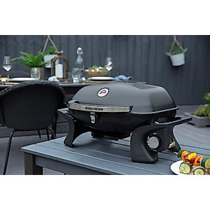 George Foreman Portable Gas BBQ with Integrated Thermostat, Black, Lightweight & Compact, Steel Body & Automatic Ignition, Gas Barbecue, GFSBBQ1