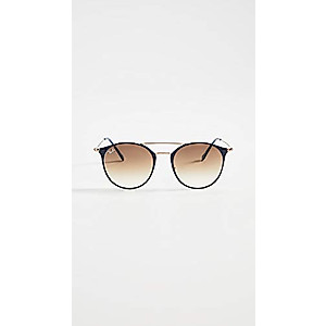 Ray-Ban RB3546 Round Sunglasses, Dark Blue On Copper/Clear Gradient Brown, 52 mm