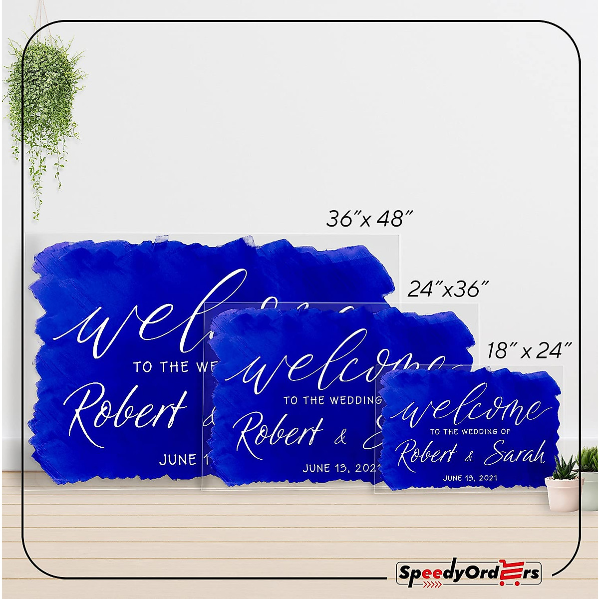 SPEEDYORDERS Garden Garland Welcome to Our Wedding Sign - Personalized Wedding Welcome Sign - Custom Wedding Reception Signs - Wedding Poster (Wedding Sign 6, Paper)