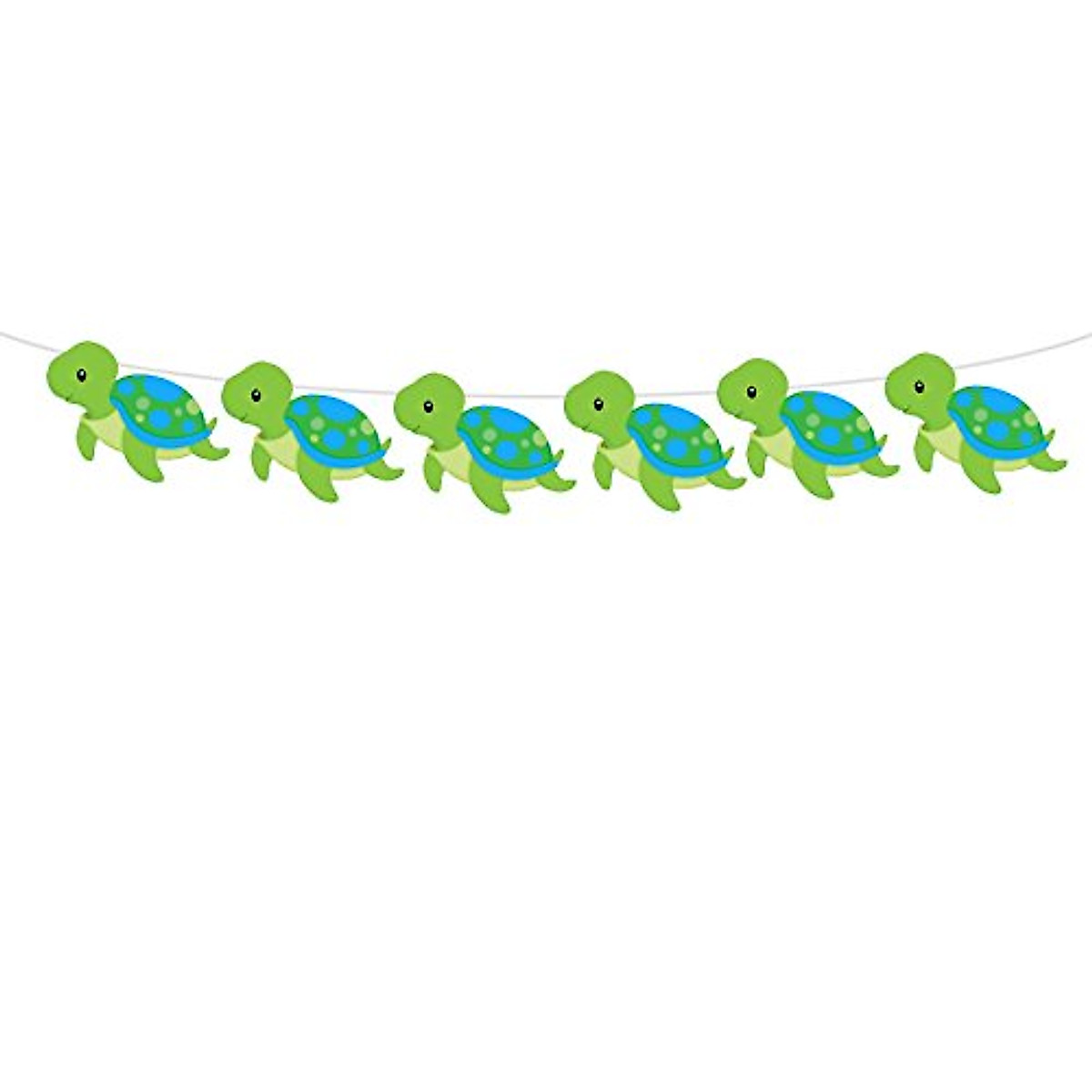 Crafty Cue 3.8" Turtle Blue Green Garland, Turtle Decorations, Turtle Banner, Turtle Baby Shower, Turtle Party Supplies