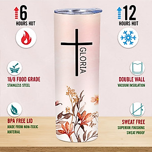 Christian Gifts for Women Faith, Personalized Name Christian Tumbler, Custom Bible Verse Coffee Cups 20oz Stainless Steel Tumblers with Lids and Straws, Inspirational Religious Jesus God Birthday Gift
