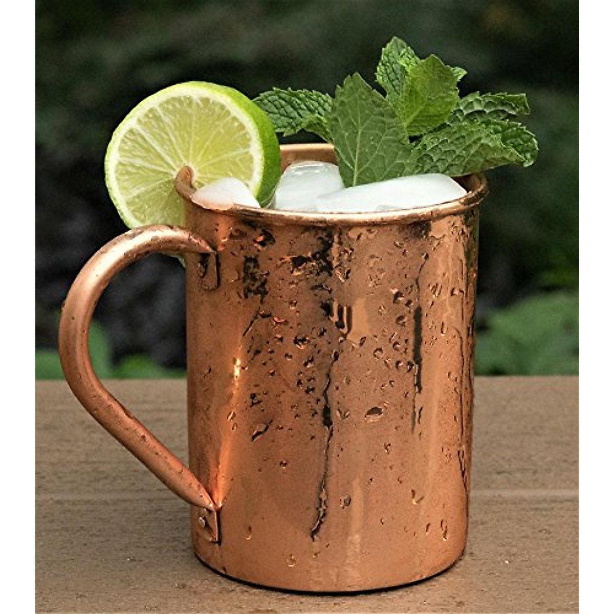 Copper Mules Moscow Mule PURE Copper Mug Handcrafted of 100% Pure THICK Copper - Straight Smooth Finish - RAW Copper Interior - Authentic and Strong Riveted Handle - Holds 16 ounces