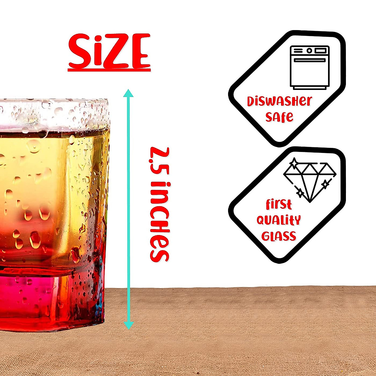 SWARLEY Shot Glasses Set - Cute Shot Glasses | Mini Shot - Tequila Glasses - Vasos de Chupito, Crystal Shot Glasses - Espresso Shot Glass - Colored Glass - Neon Shot (Multi Color) (6 pieces)