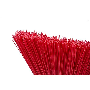 SPARTA Plastic Broom Head, Angled, Un-Flagged for Large Debris Indoor, Outdoor, Home, Restaurant, Lobby, Office, 12 Inches, Red