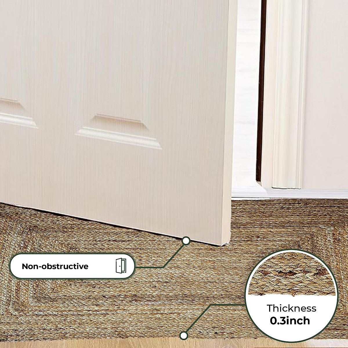 Raha Looms London Entryway Rug - 2x3 Rug, Natural Golden Jute Rug Entry Rugs for Inside House, Indoor Rugs for entryway, Earthy Boho Chic Entry Rug, 2 x 3 Rug, 2x3 Rug Non Slip