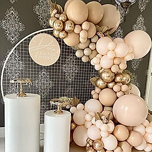 50 PCS Double Stuffed Neutral Balloons Set with Metallic Gold, Light Brown, Nude and Beige Apricot Cream Balloons for Women Teddy Bear Birthday Party Decorations