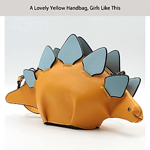 WLC Dinosaur Shoulder Purses,PU Stegosaurus CrossBody Bag for Girl lady(Yellow)