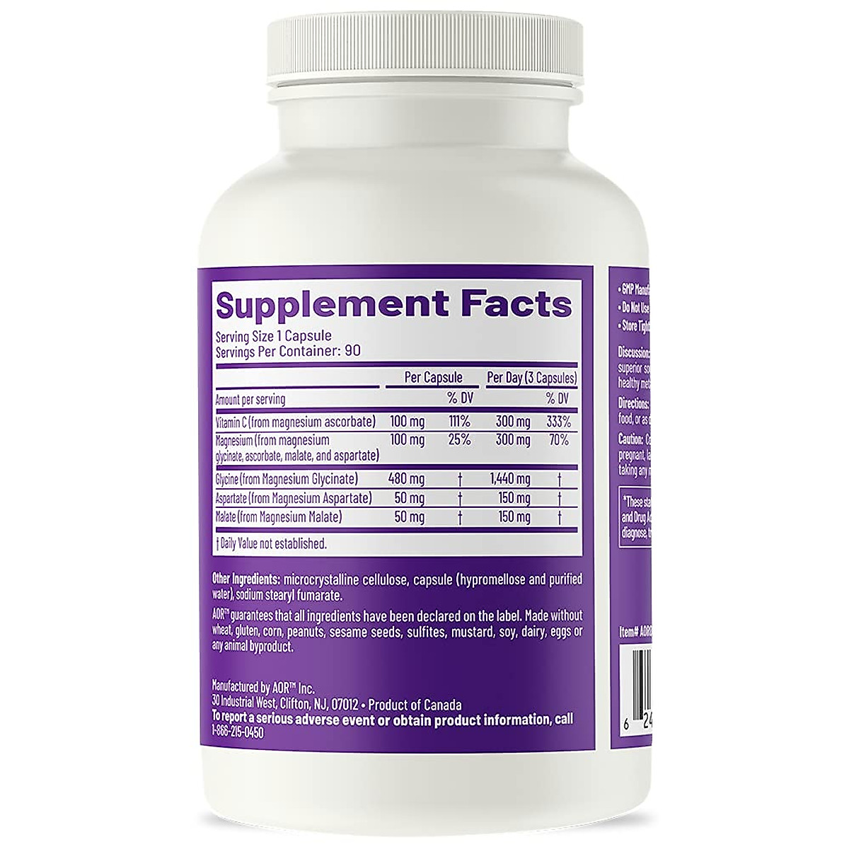 AOR, Advanced Magnesium Complex, Dietary Supplement, Promotes bone and cardiovascular health, muscle and nerve function, 90 Capsules (90 Servings)